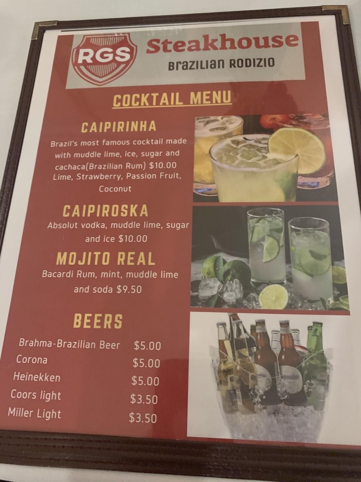 Menu at RGS Steakhouse, Pompano Beach, 360 E McNab Rd