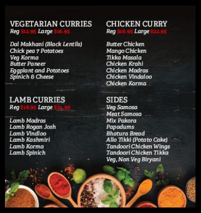 Menu at RUSHme Indian continental Takeaway, Northgate