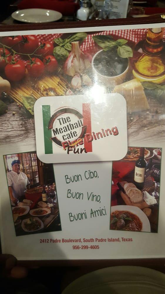 Menu at The Meatball Cafe, South Padre Island