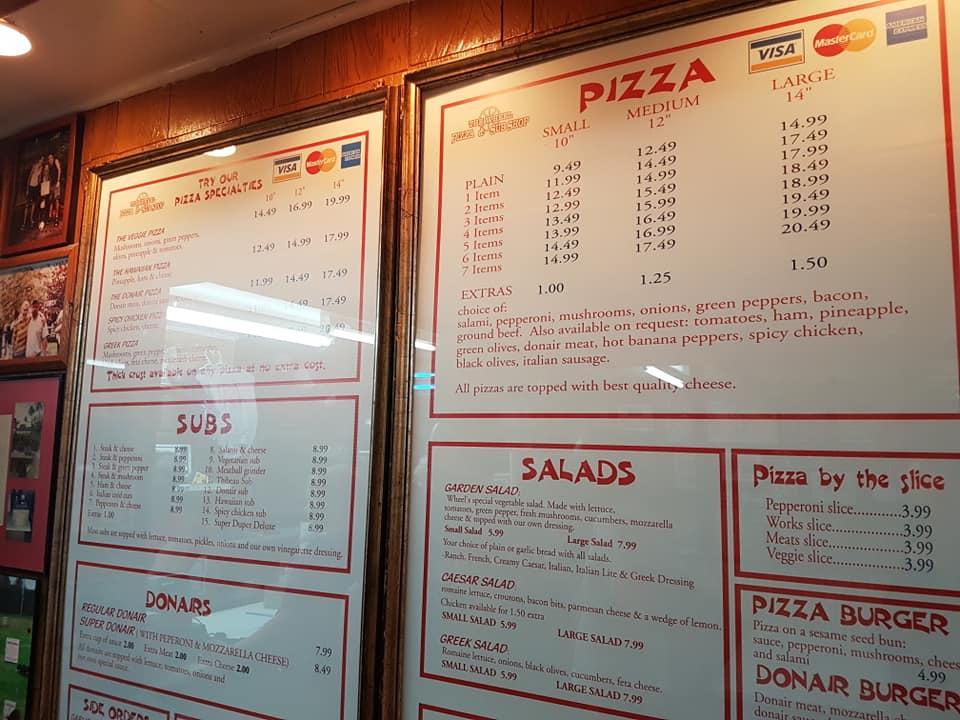 Menu at The Wheel Pizza & Sub Shop pizzeria, Antigonish