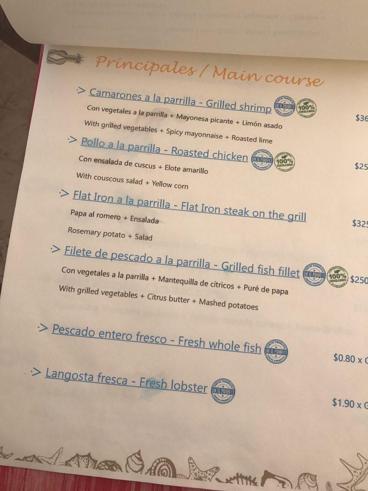 Menu at Beach Club Bar, Tulum