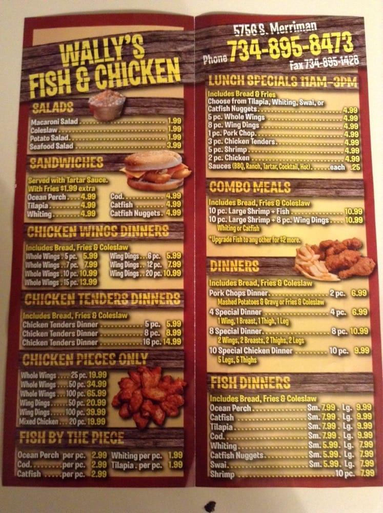 Menu at Wally's Fish & Chicken restaurant, Wayne, S Merriman Rd
