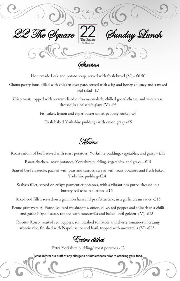 Menu at 22 The Square Restaurant, Halifax