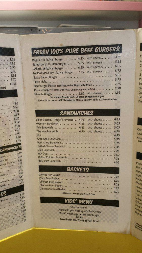Menu at Angel's Dining Car restaurant, Palatka