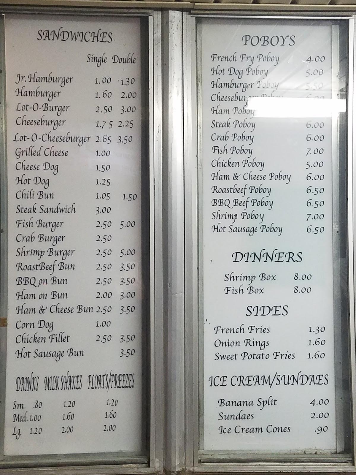 Menu at Frostop restaurant, Picayune
