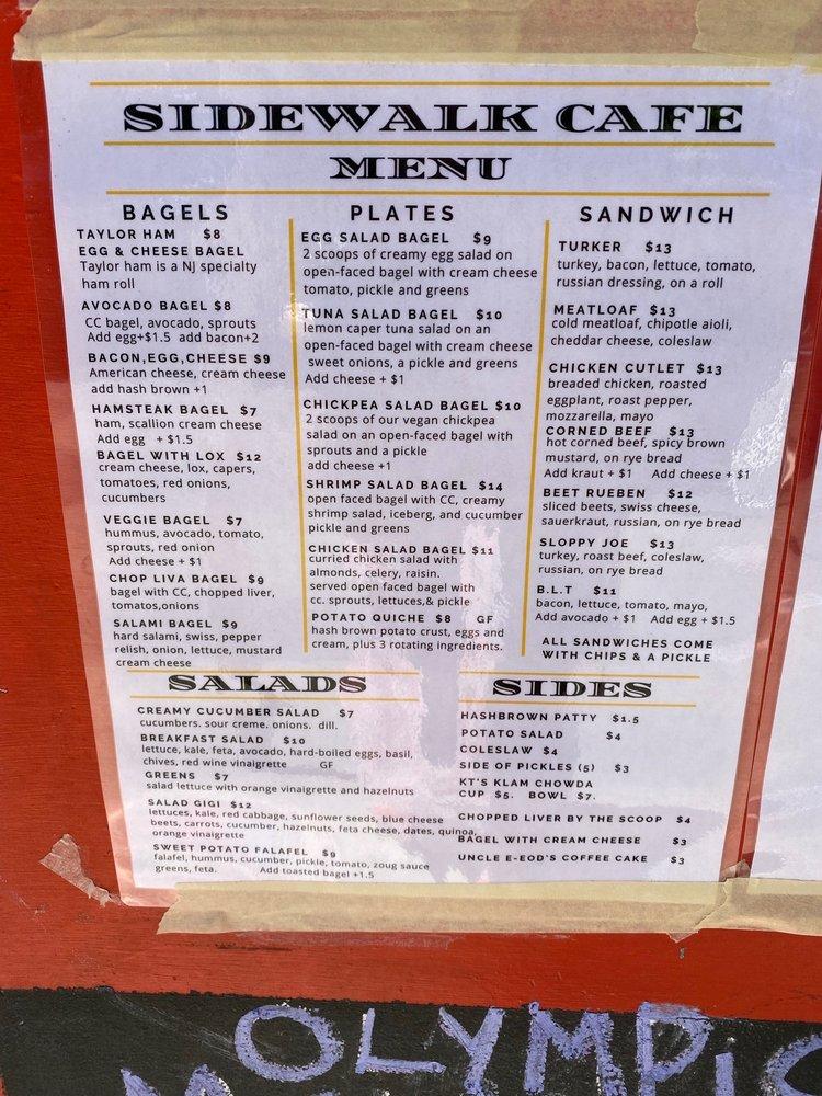 Menu at Sidewalk Cafe, Olympia