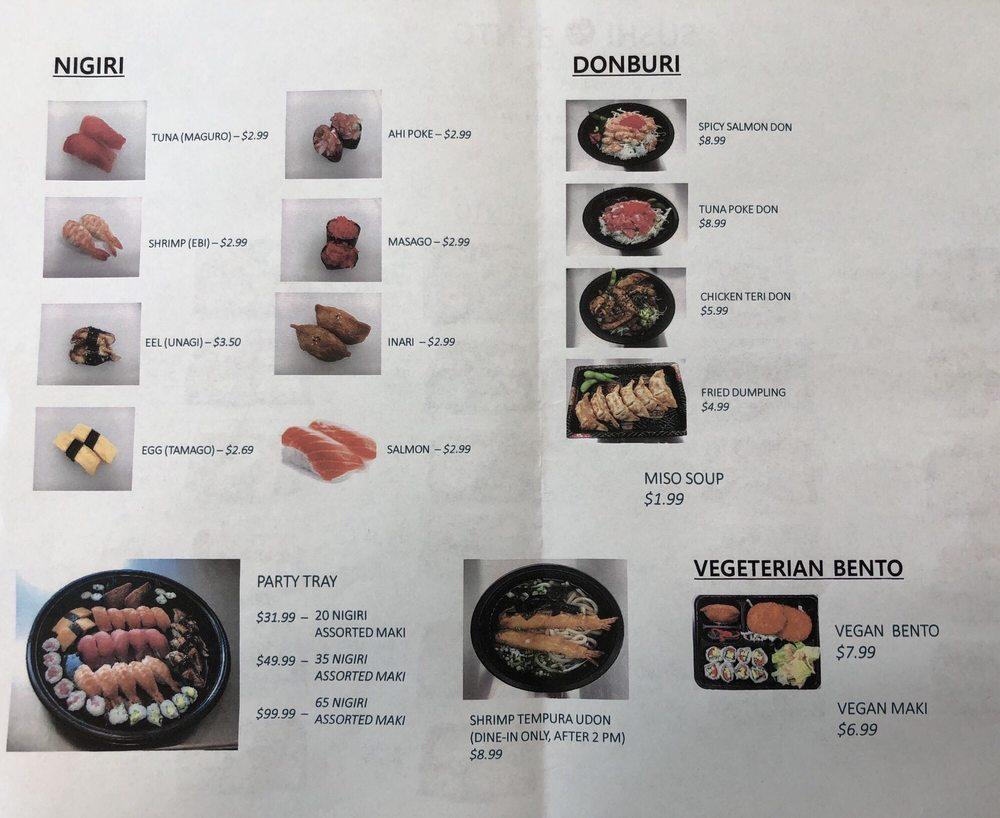 Menu at Sushi Bento restaurant, Brownsville
