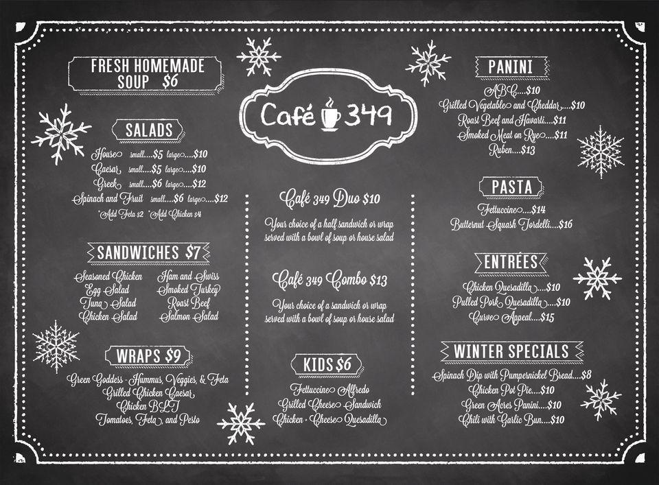 Menu au Café 349, Shawville