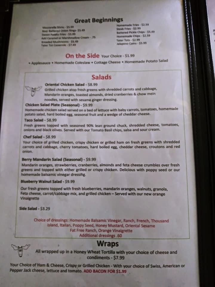 Menu at The Chocolate Moose desserts, Farmland