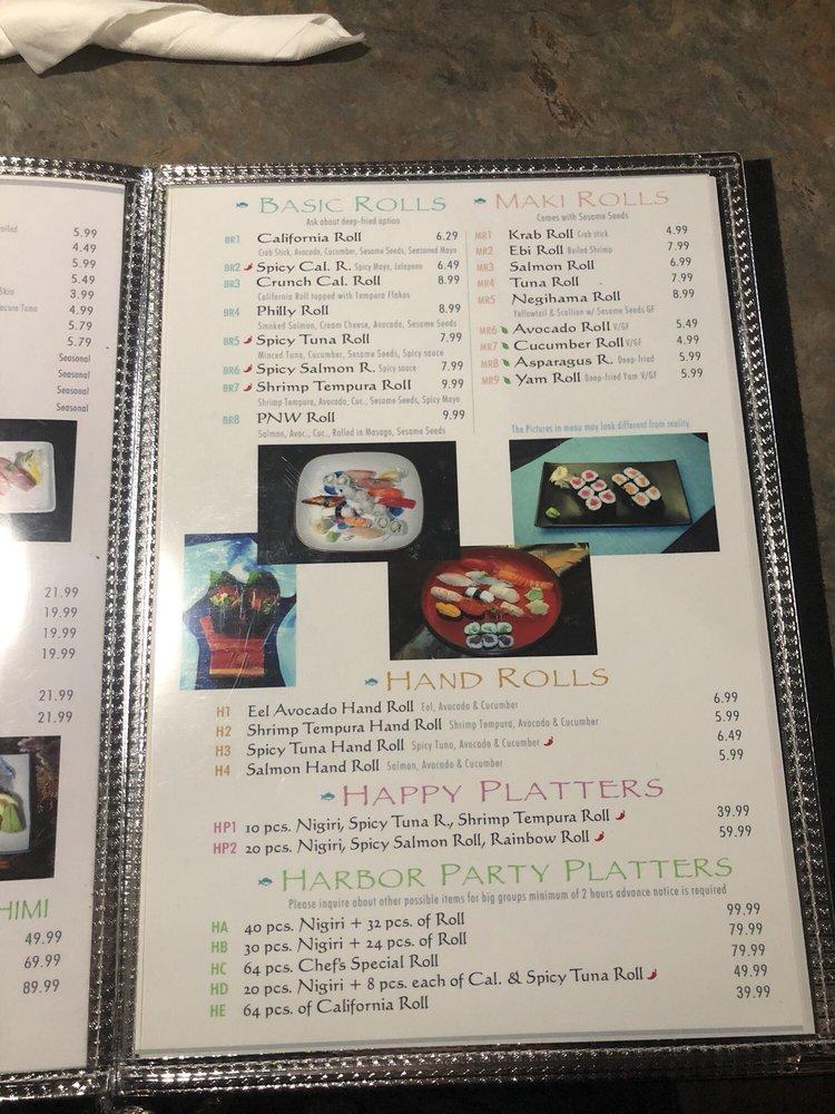 Menu at Harbor Sushi restaurant, Oak Harbor