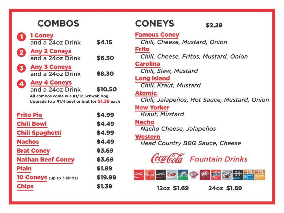 Menu at Jakes Coney Island restaurant, Edmond