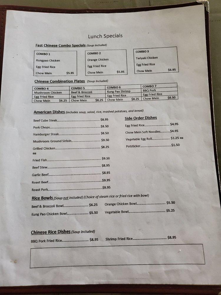 Menu at Ming's Cafe, Bakersfield
