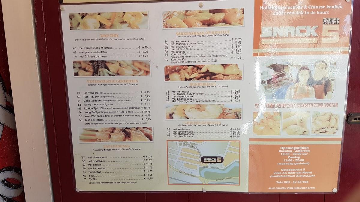 Menu at Snack 5, Haarlem