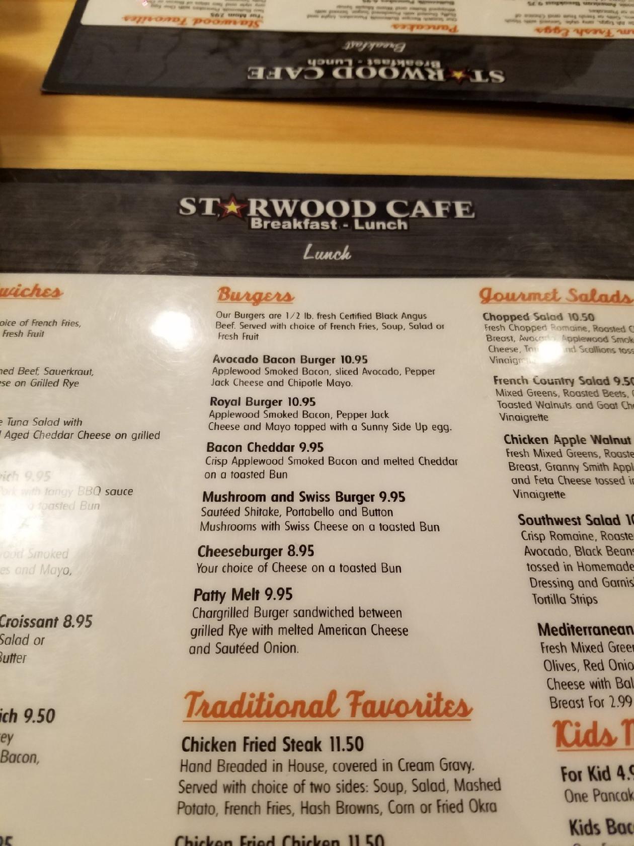 Menu at Starwood Cafe, Frisco, Eldorado Pkwy Suite 100
