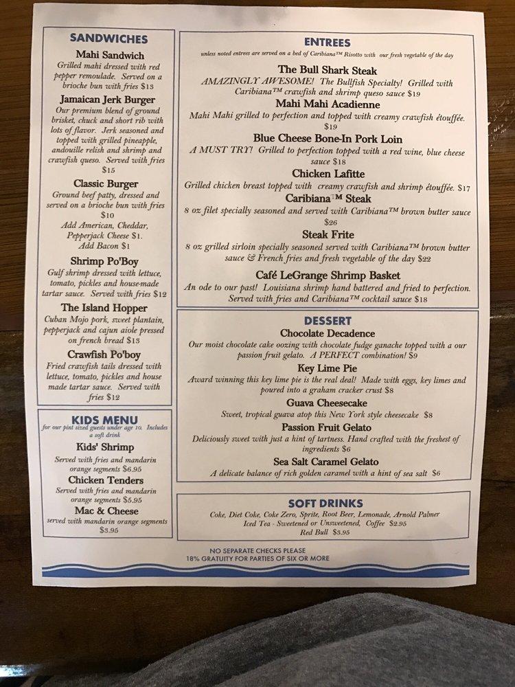Menu at The Bullfish Bistro pub & bar, Baton Rouge