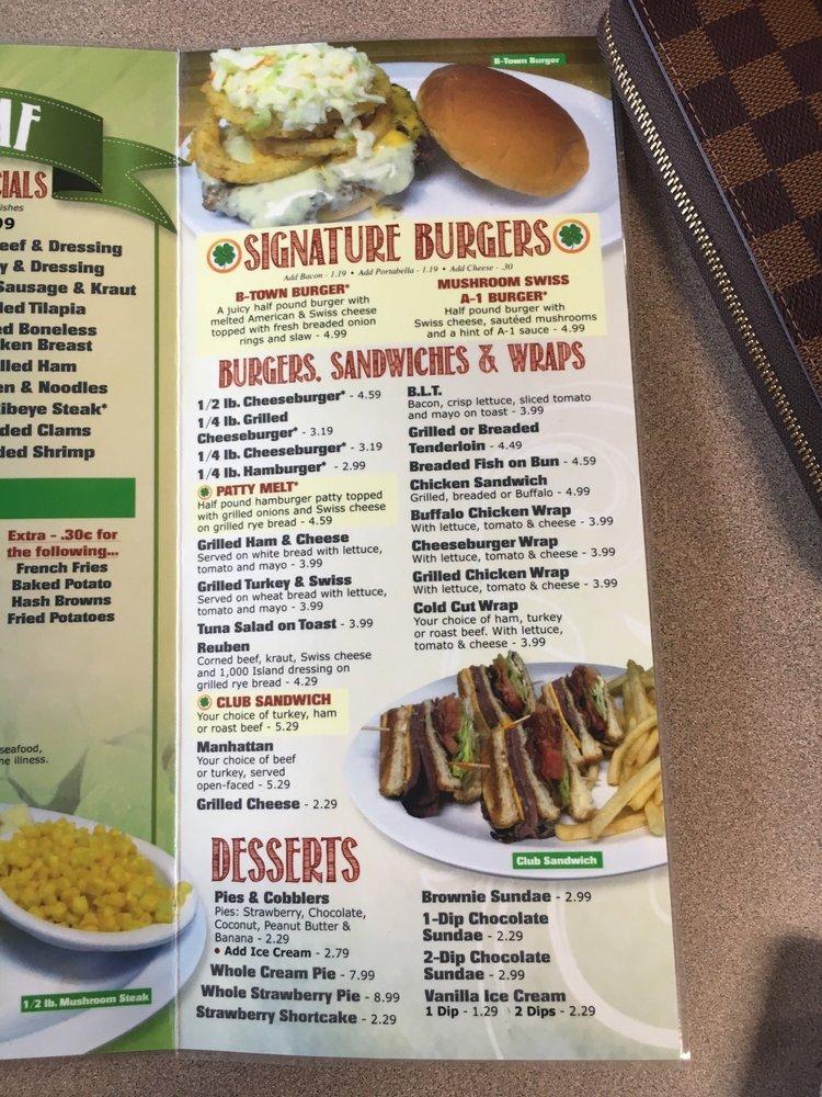 Menu at Cloverleaf South Restaurant, Bloomington