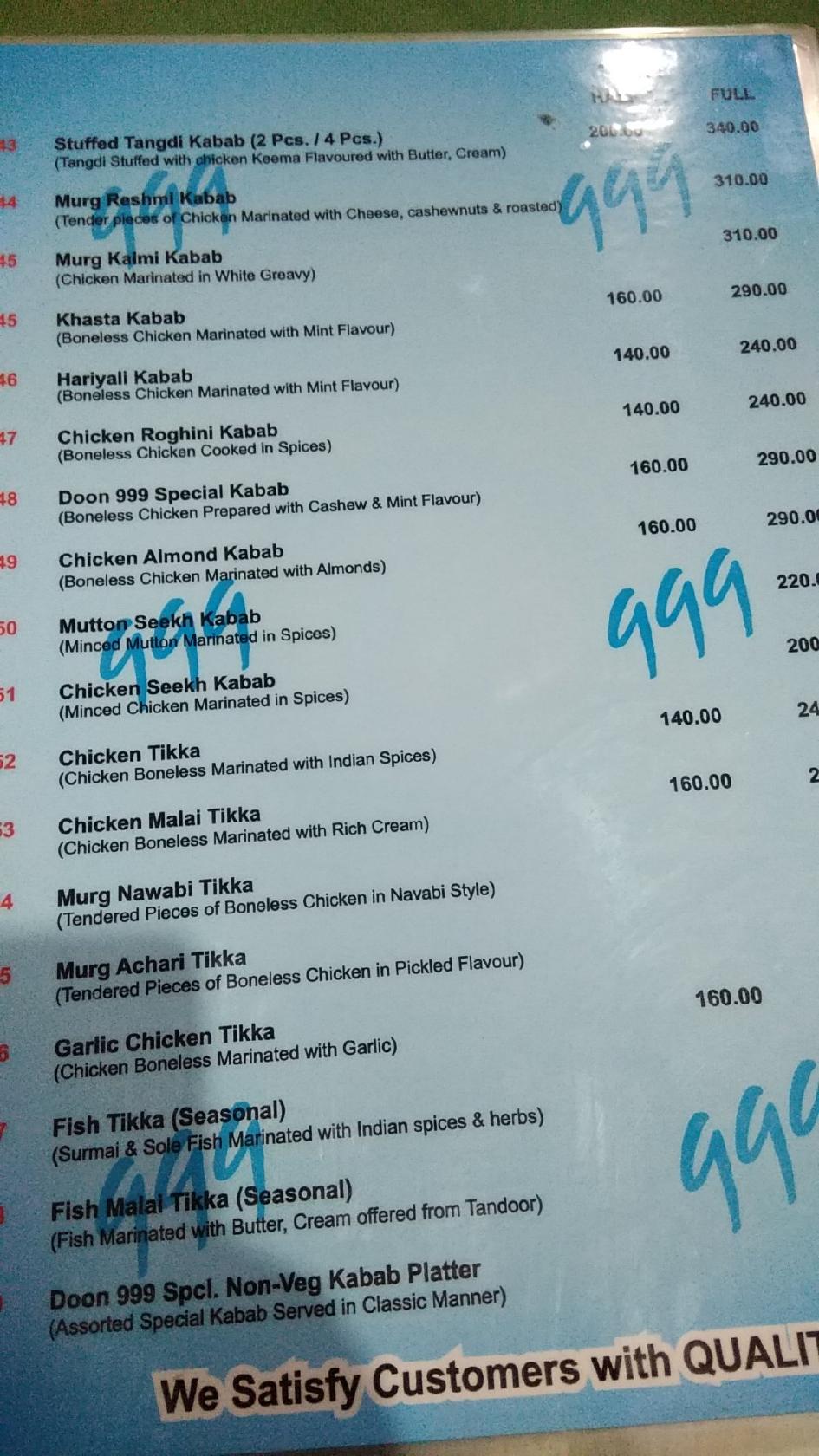 Menu at Doon Tripple Nine, Dehradun, +428