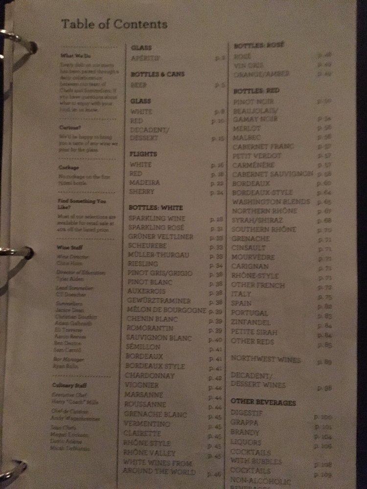 Menu at Purple Cafe and Wine Bar, Seattle, 4th Ave