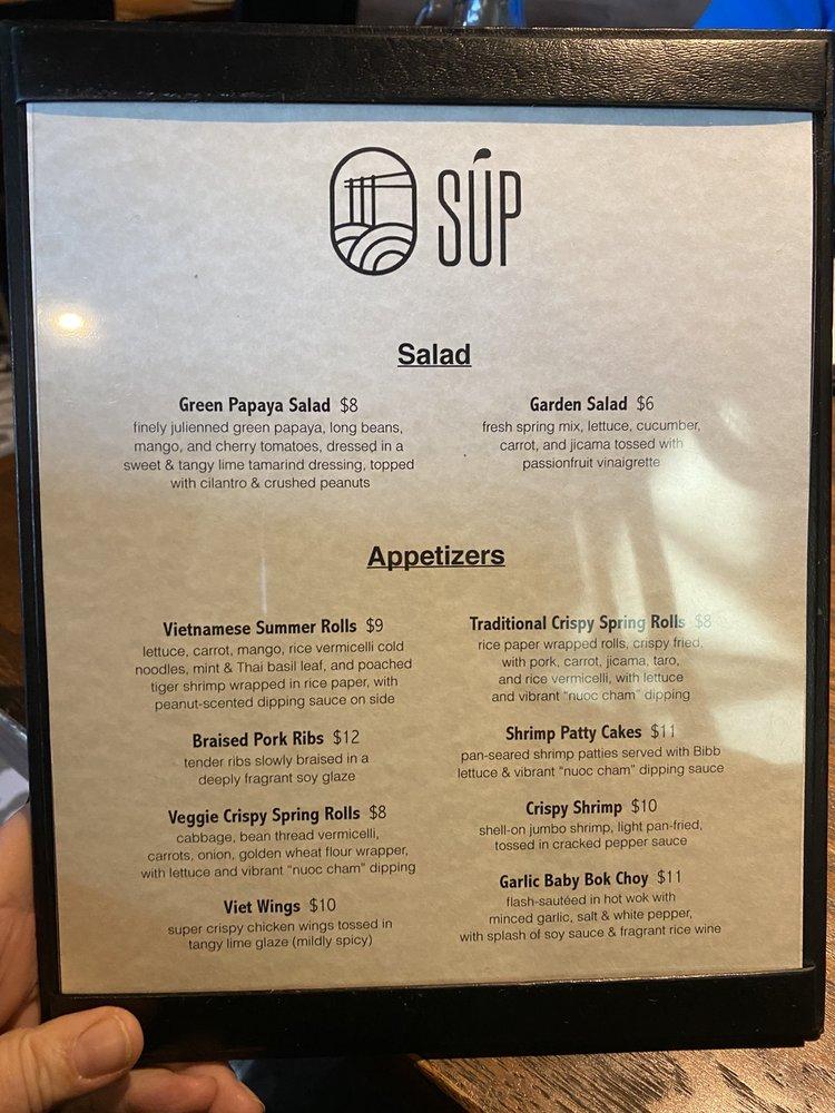 Menu at Súp Vietnamese Phở & Grill restaurant, Stony Brook