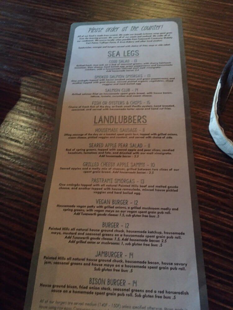 Menu at Three Magnets Brewing Co. pub & bar, Olympia
