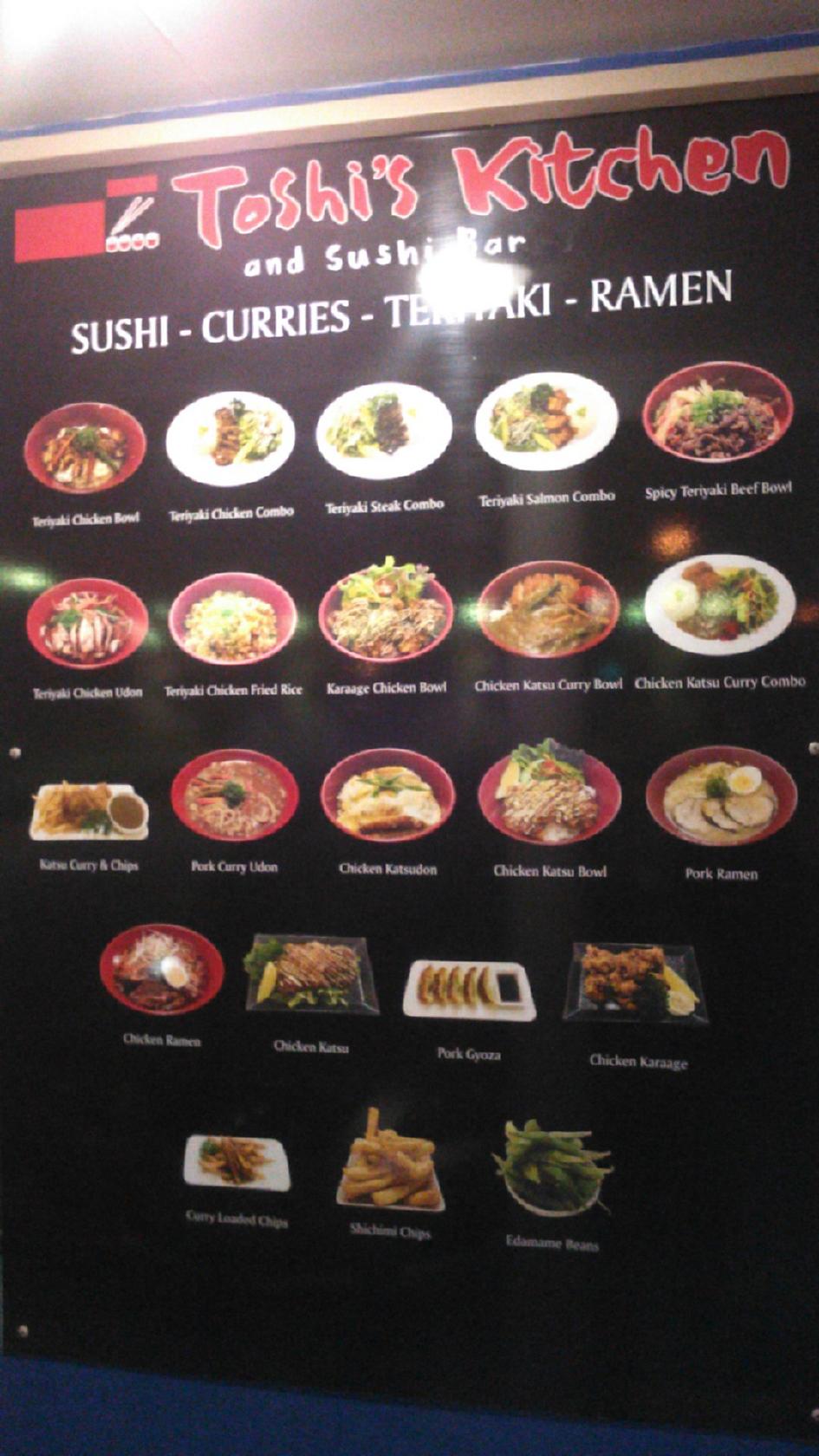 Menu at Toshi's Kitchen and Sushi Bar, Albany Creek