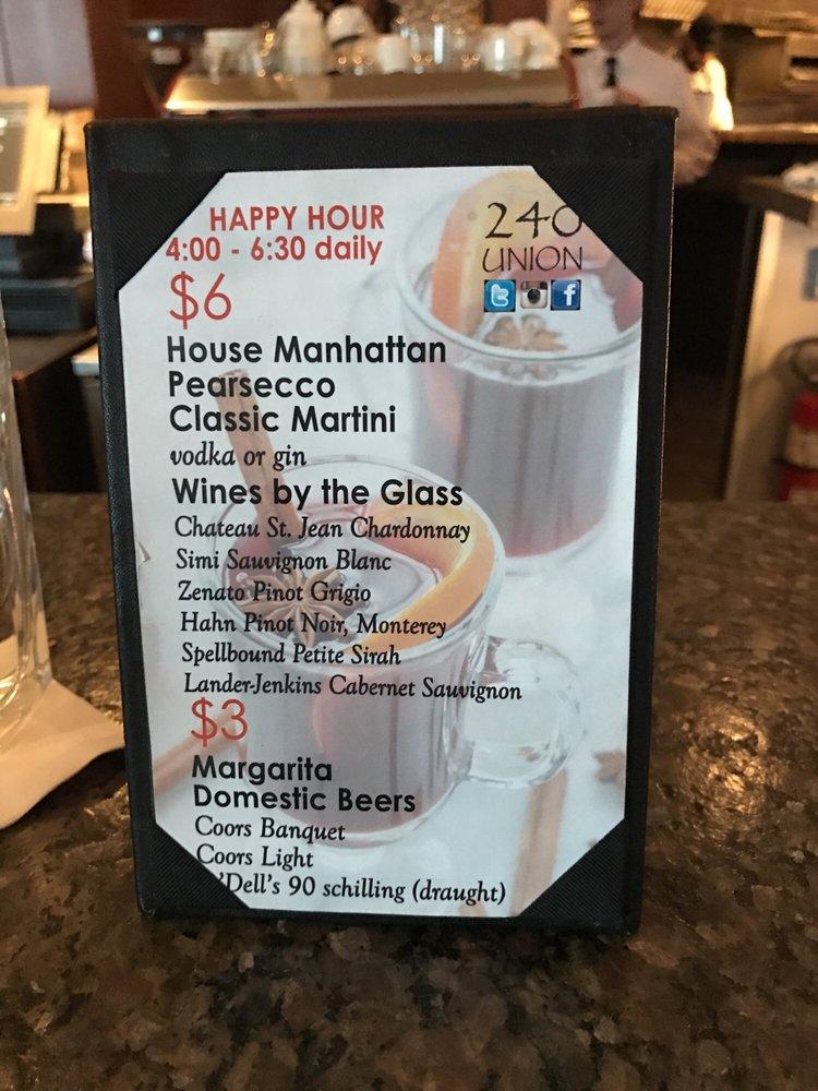 Menu at 240 Union Restaurant, Lakewood