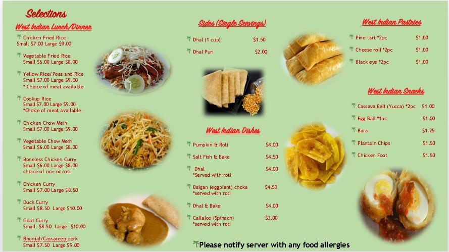 Menu at A Taste of Guyana Roti Shop & Bakery, Schenectady