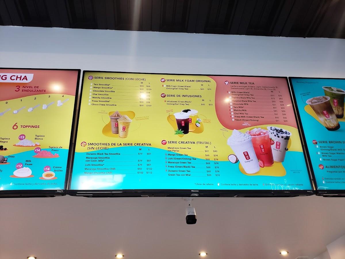Menu at Gong Cha, Tijuana