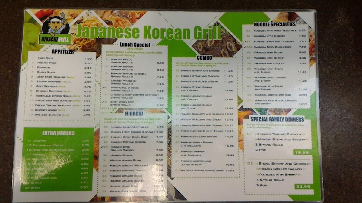 Menu at Hibachi Grill restaurant, Pickering