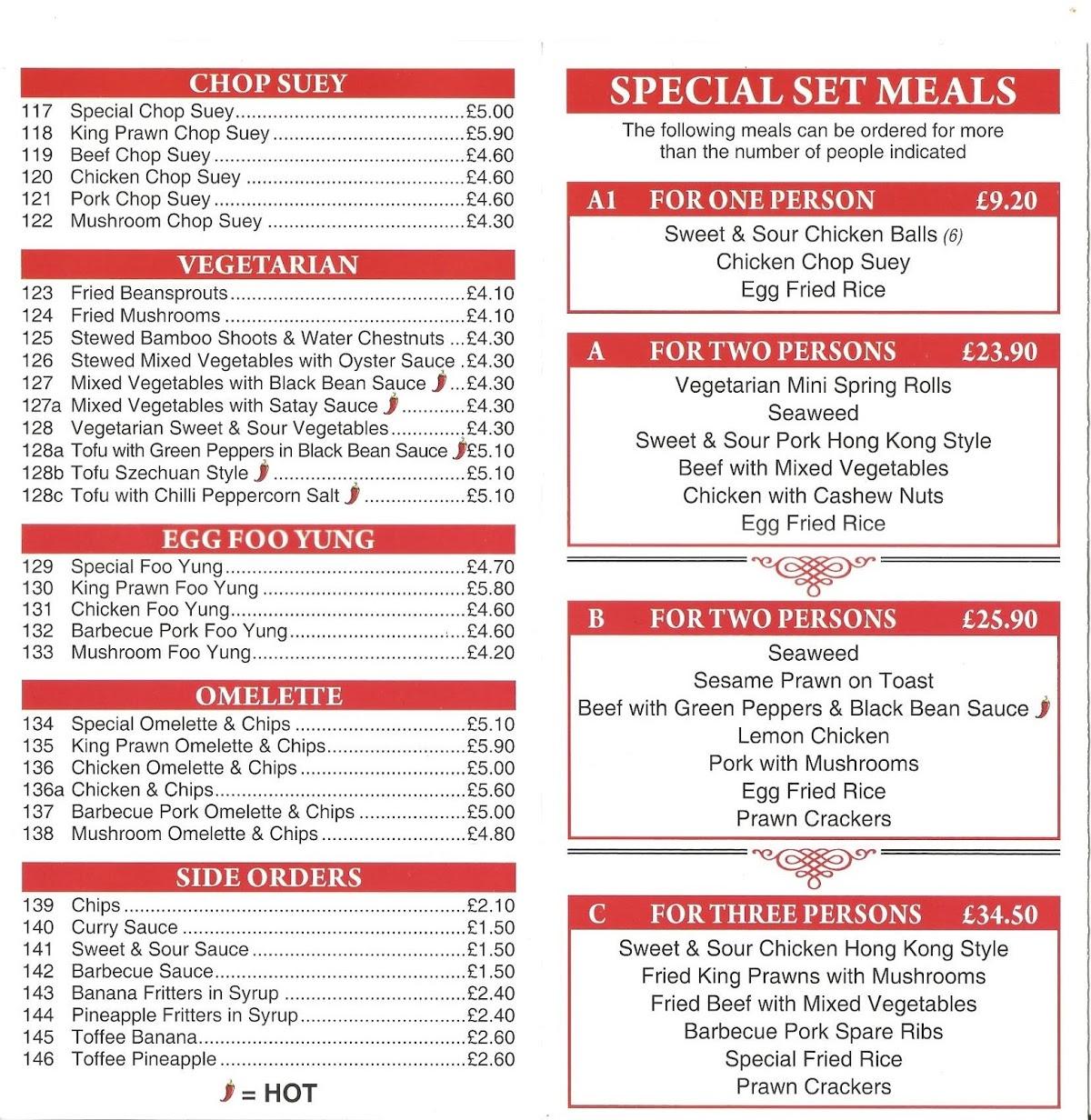 Menu at Hong Kong Diner fast food, Edenbridge