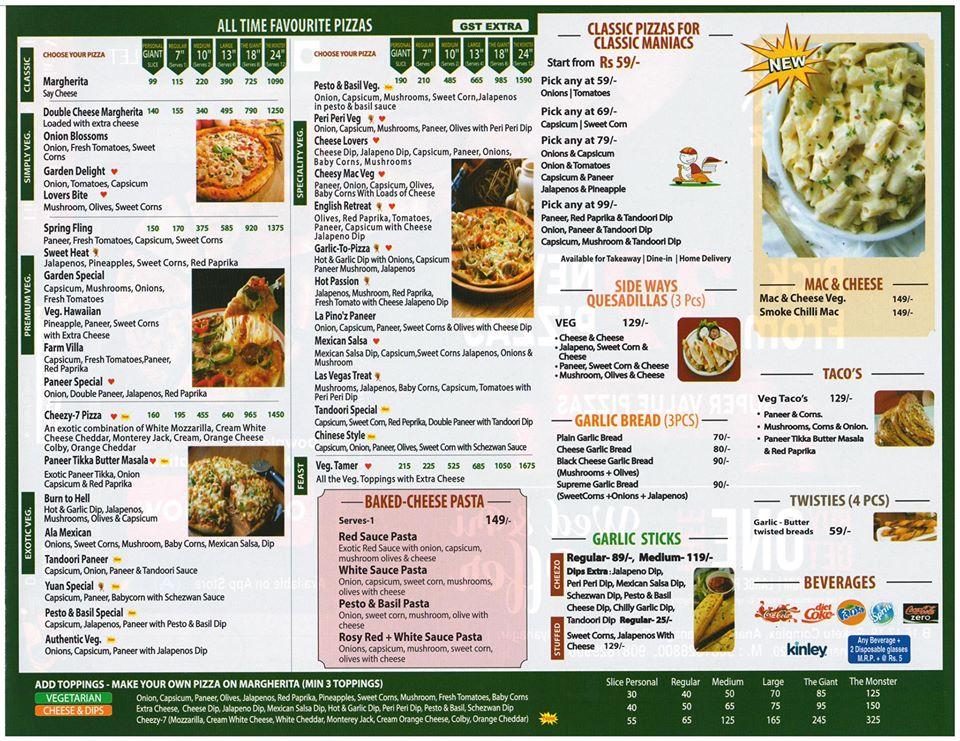 Menu at La Pino'z Pizza - The Giant Pizza Slices Anand, Anand