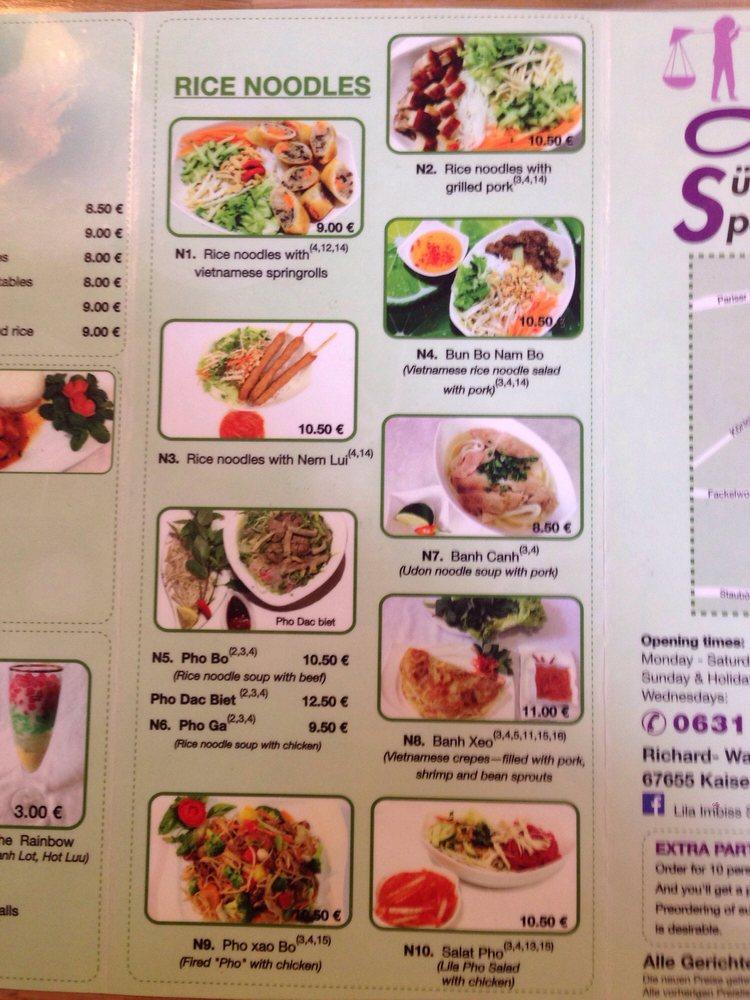 Menu at Lila South Vietnamese Restaurant, Kaiserslautern