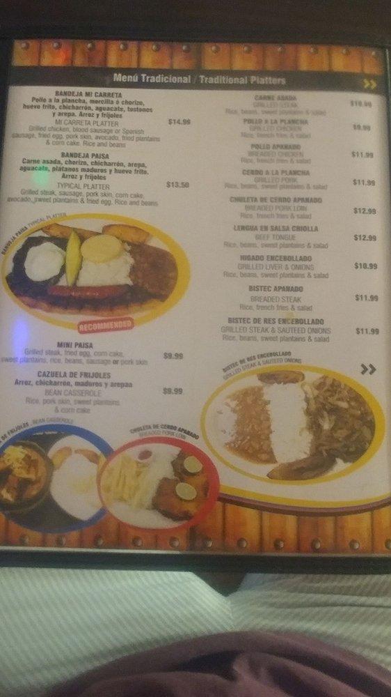 Menu at Mi Carreta Restaurant and Bakery, Saint Petersburg