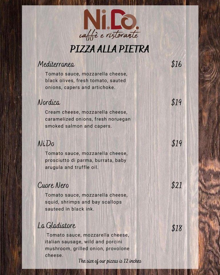 Menu at NiDo Caffe Italian Restaurant, Miami, Biscayne Blvd