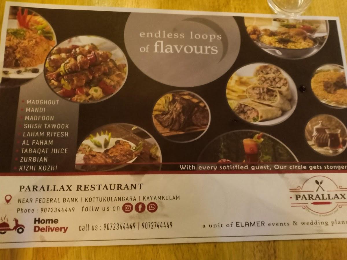 Menu at Parallax Restaurant, Kayamkulam
