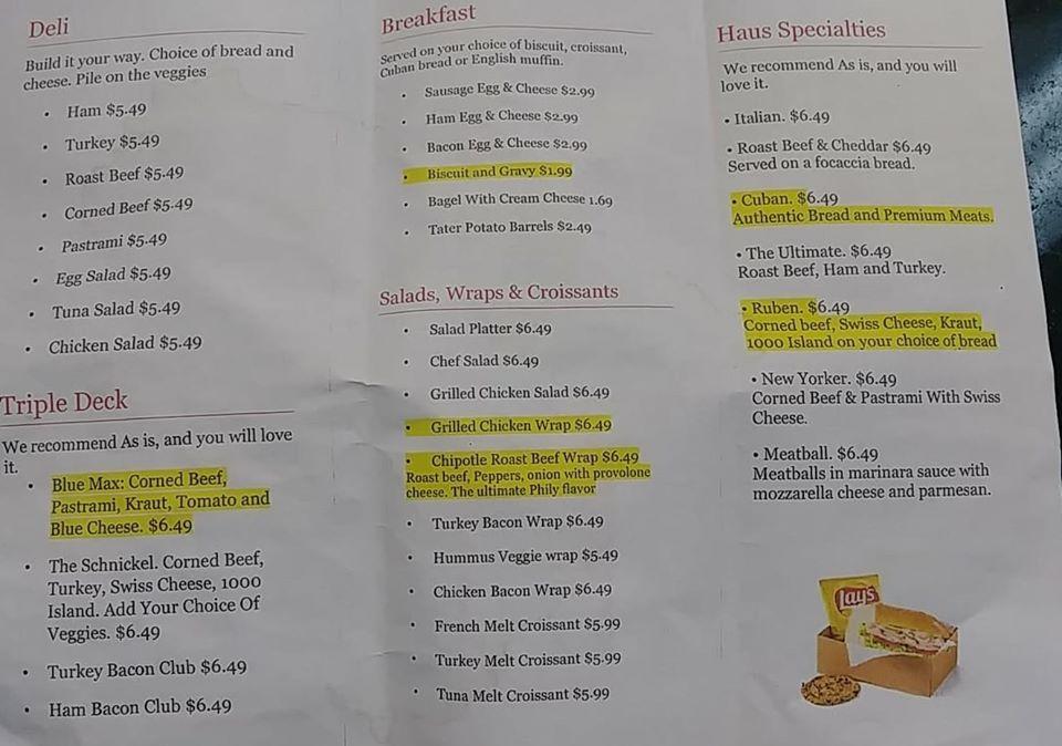 Menu at Schnickel Fritz Deli restaurant, New Port Richey