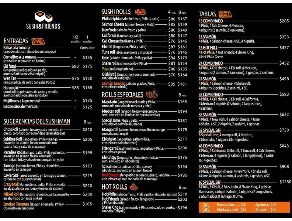 Carta del restaurante Sushi & Friends, La Reja, B1738BGB