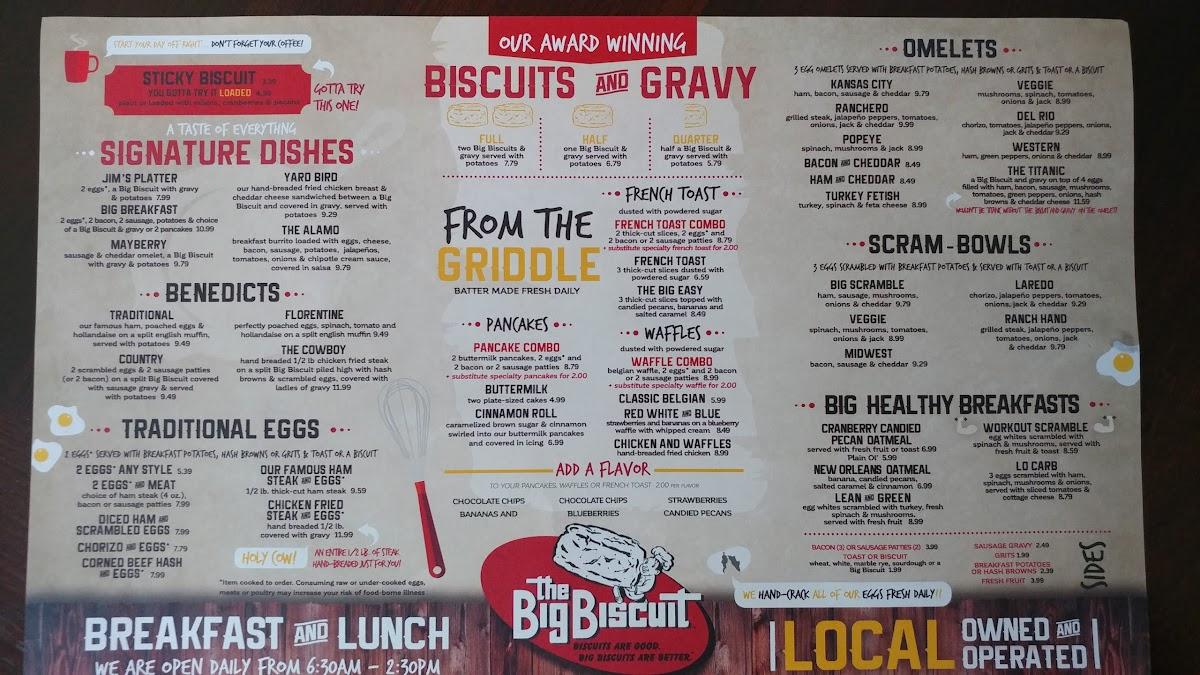 Menu at The Big Biscuit restaurant, Lee's Summit, SE Blue Pkwy