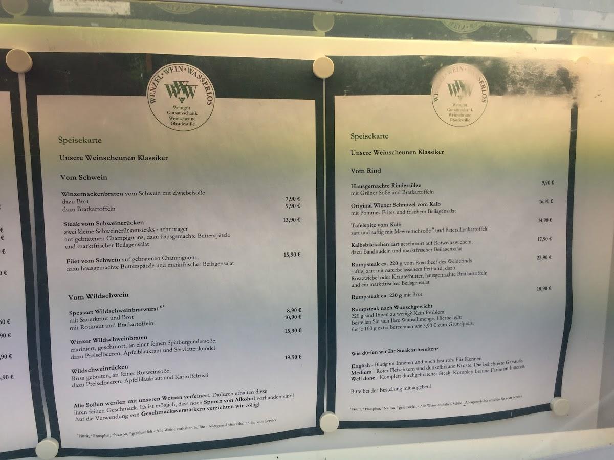 Speisekarte von Weinscheune Wenzel Fränkische `s Spezialitäten ...
