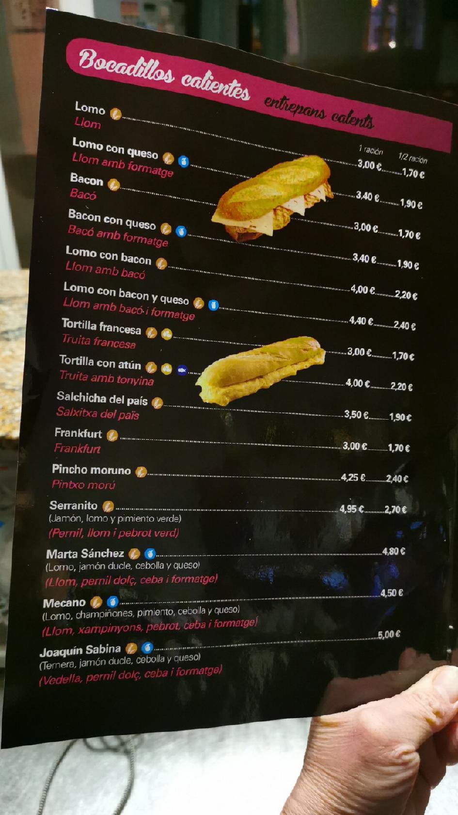 Menu at Bar Restaurante La Rambla, La Canonja