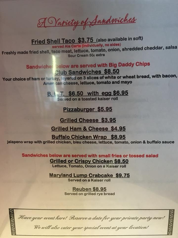 Menu at Big Daddy's Grill-N-Chill pub & bar, Lewistown