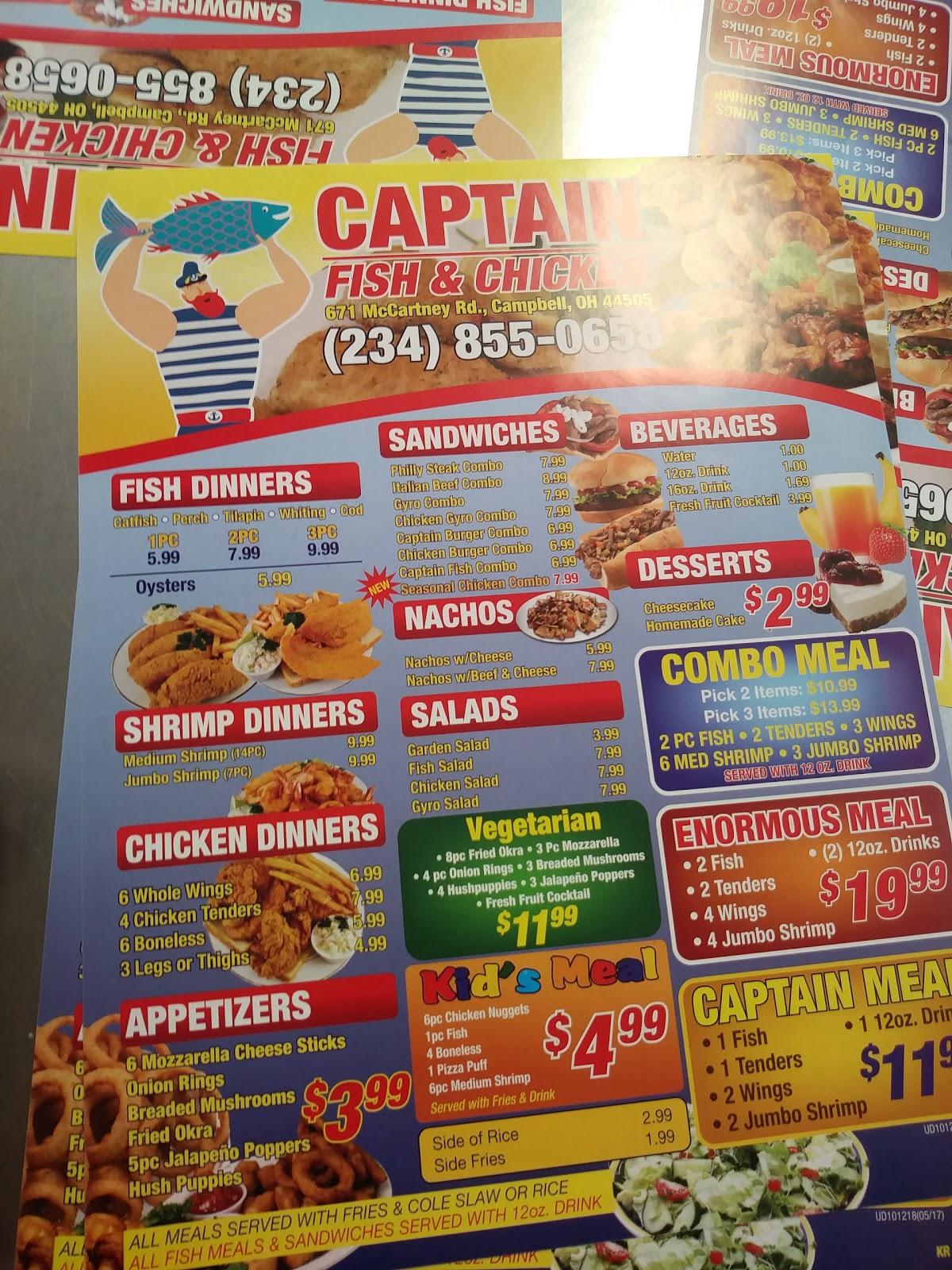 Menu at Captain Fish & Chicken restaurant, Youngstown