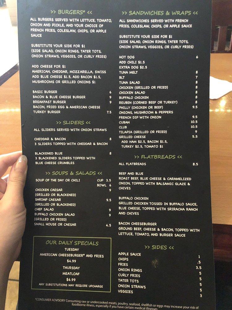 Menu at Mulligan's pub & bar, Longwood