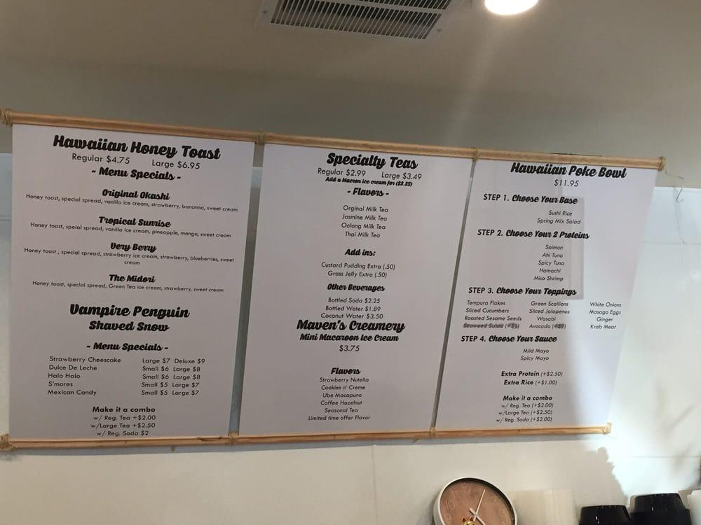 Menu at Okashi Fusion restaurant, Vacaville