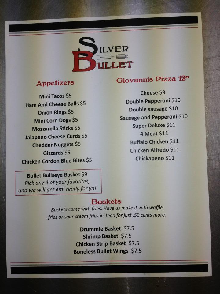 Menu at Silver Bullet Bar & Grill, Pierz