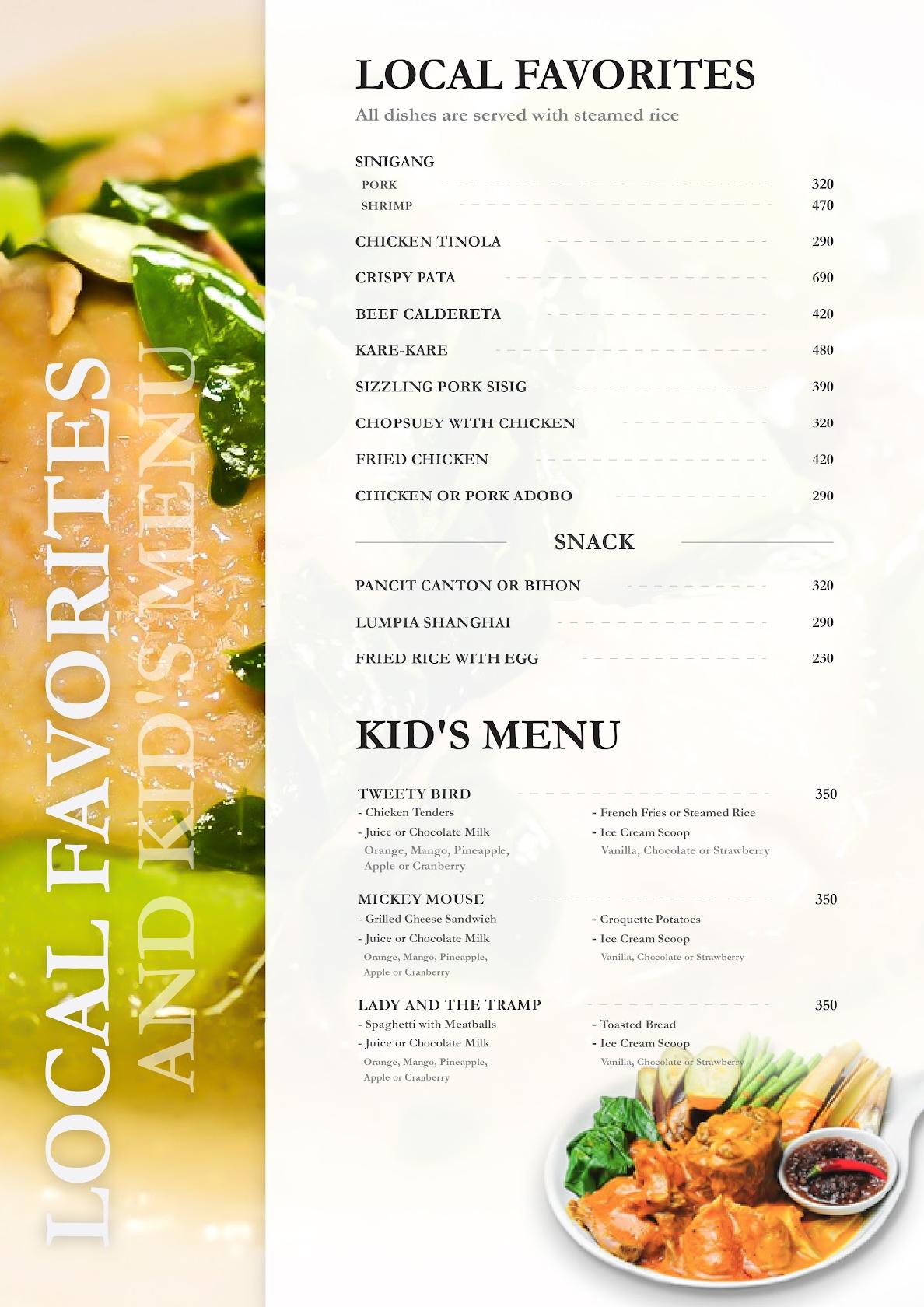 Menu at Zermatt Swiss Restaurant & Bakery, Angeles