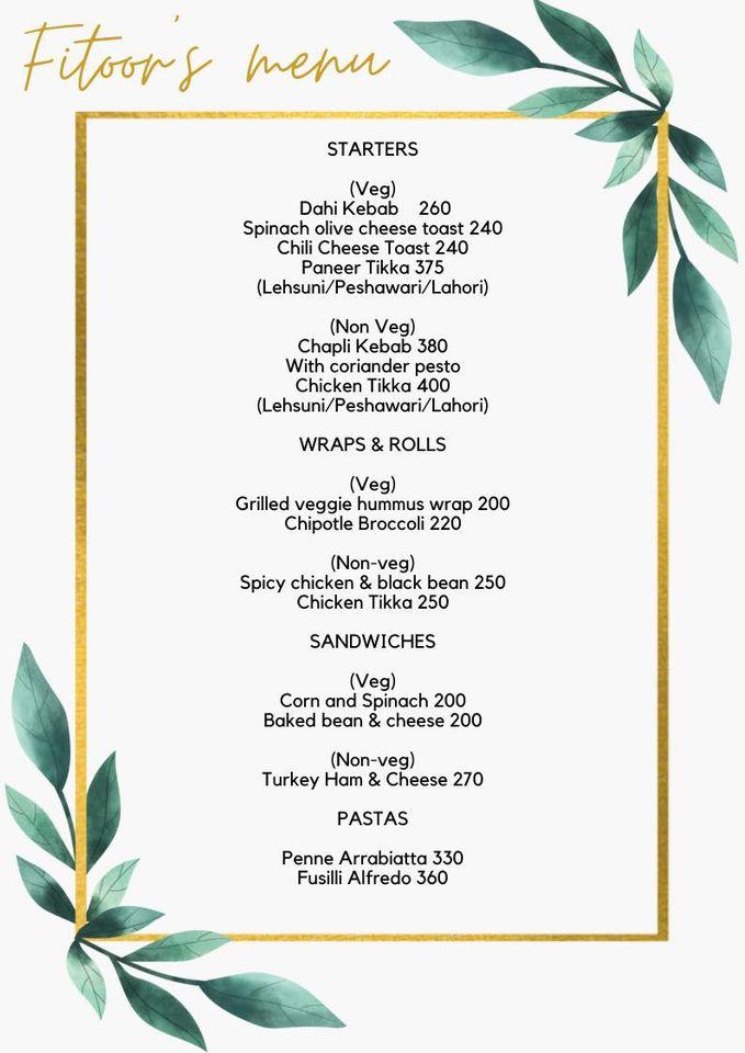 Menu at Cafe Fitoor, Vadodara
