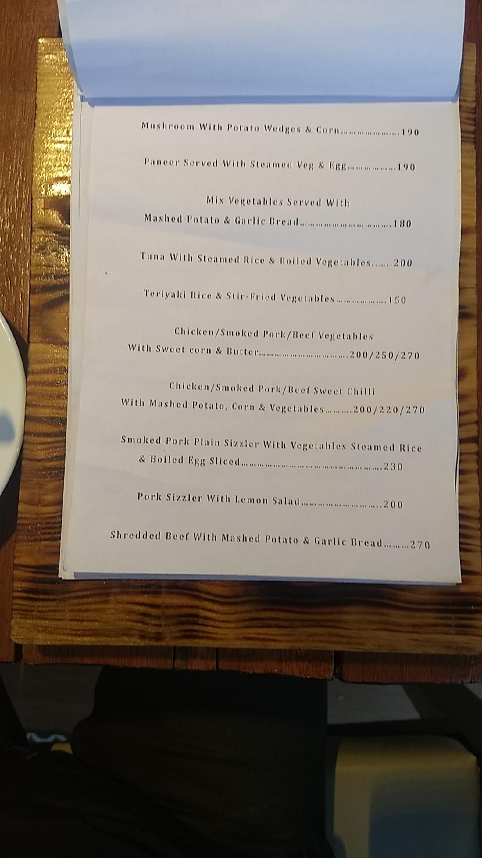 Menu at Char-koal Restaurant Manipur, Imphal