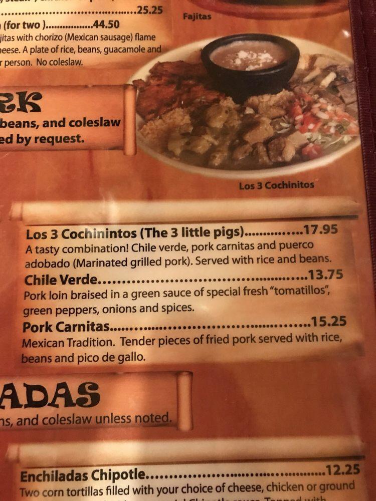 Menu at Mi Mexico Restaurant, Colorado Springs