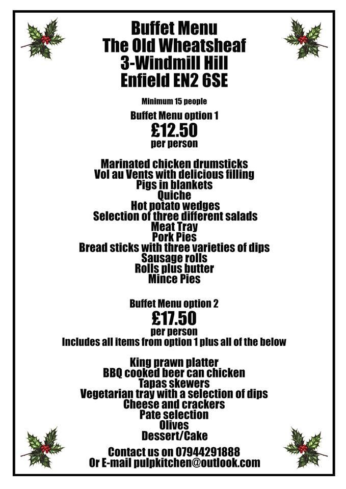 Menu at Pulp Kitchen Catering restaurant, England